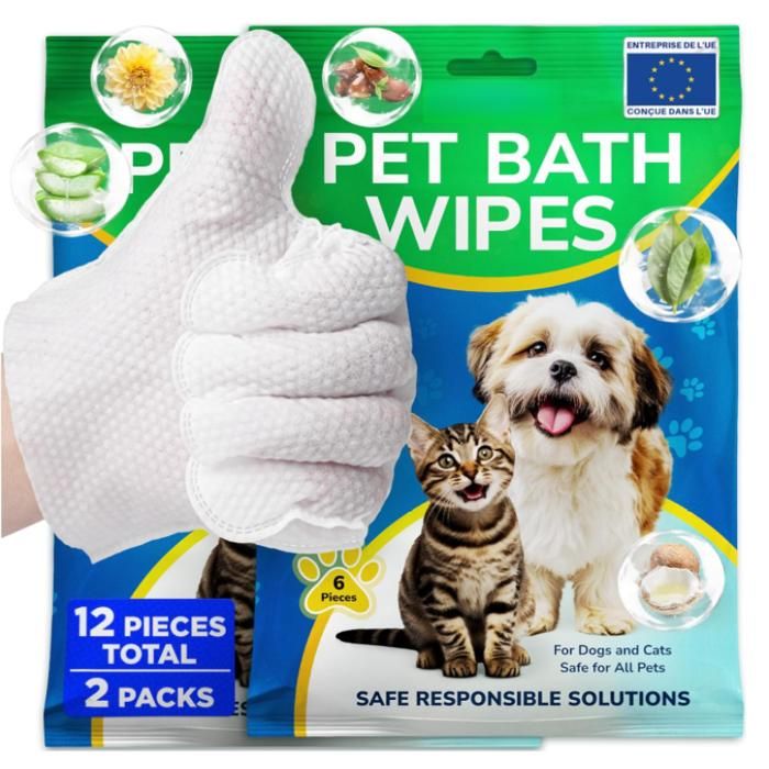 Lingettes Premium pour chiens et chats - 12 gants - Gant de toilette ...