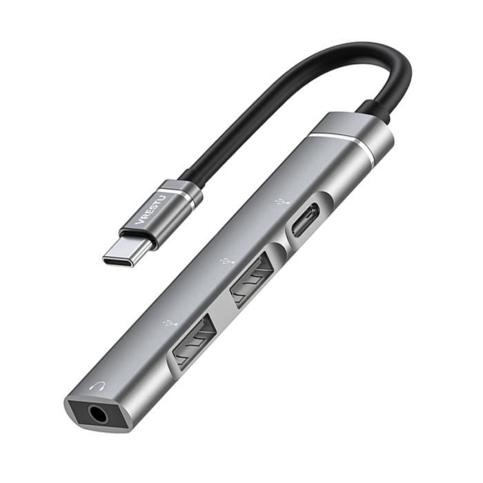 Concentrateur USB C 4 en 1-Adaptateur pour écouteurs 4 en 1 USB-C à 3 ...