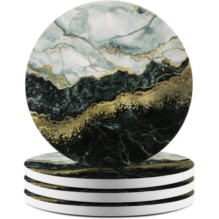 Lot de 4 dessous de verre en pierre absorbante, dessous de verre rond ...