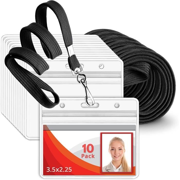Lot de 10 lanières plates avec porte-badge d'identification horizontal ...