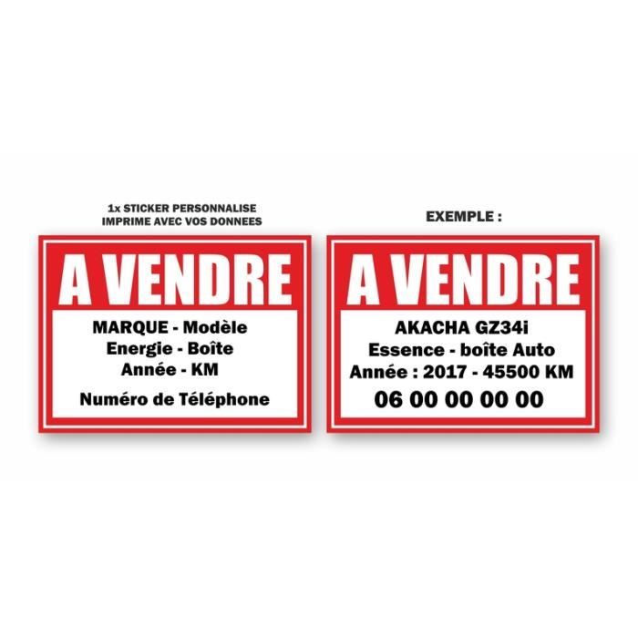 Autocollant sticker panneau vinyl voiture moto bateau a vendre avec vos ...