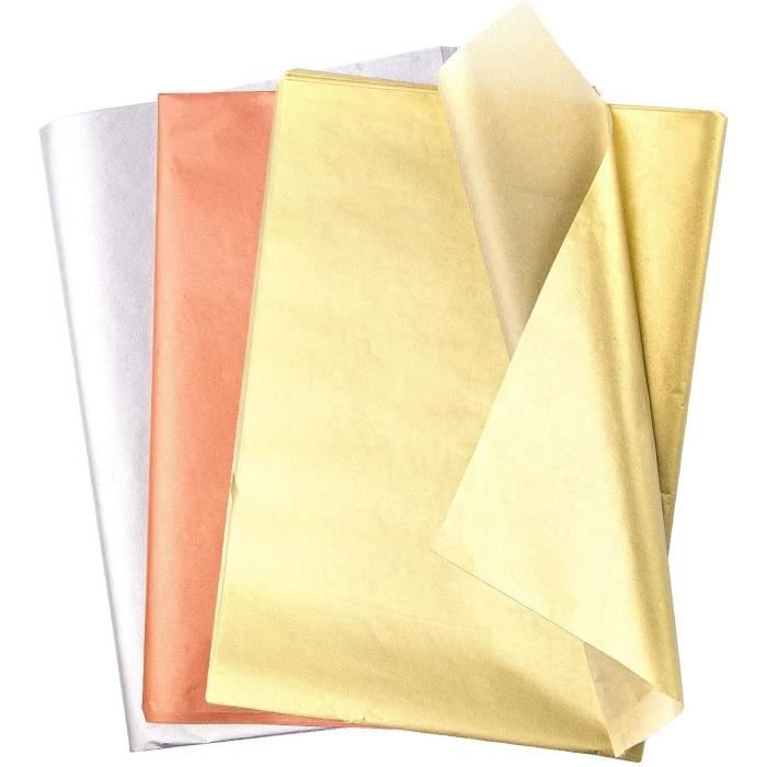 60 Sheets Metallic Gift Wrapping Paper Rose Gold Tissue Paper Gold ...