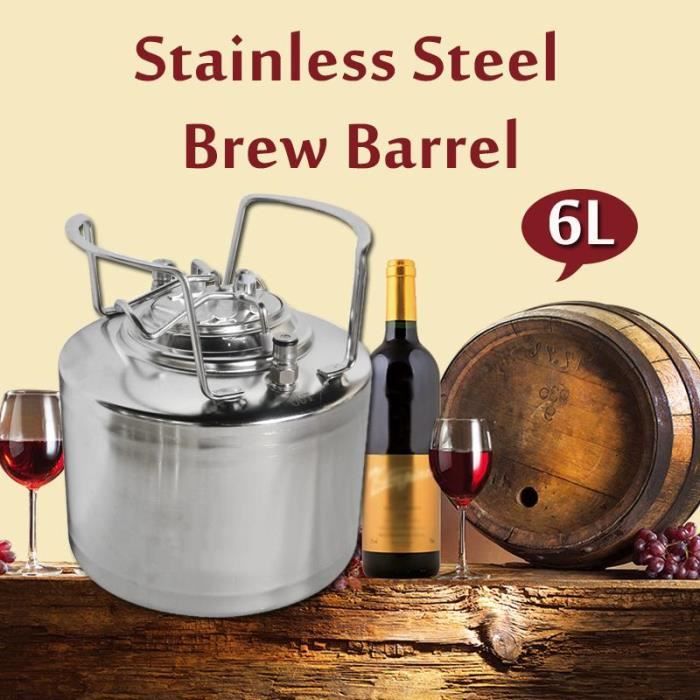 6L 1.6 Gallon Stainless Steel Beer Barrel Syrup Wine Brew Keg Growler ...