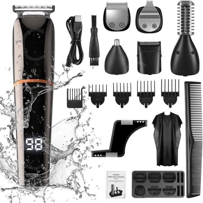 Tondeuse À Cheveux Barbe Tondeuse Cheveux Hommes Professionnel Sans Fil Rechargeable Ecran Lcd ...