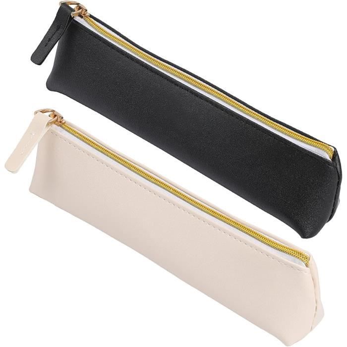 Lot De 2 Trousses En Cuir - Design Fin - Petite Trousse À Crayons ...