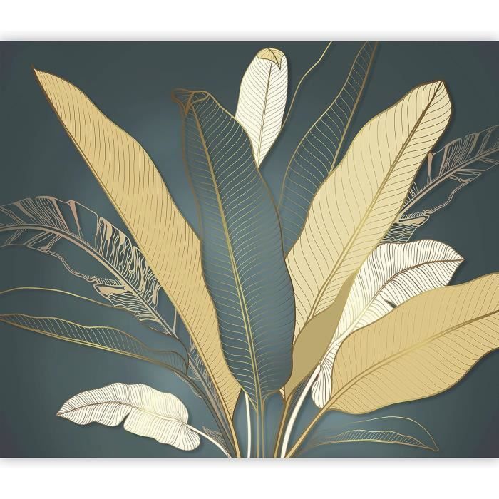 Papier Peint Intissé Abstrait Feuilles Feuillage 350X256 Cm Décoration ...
