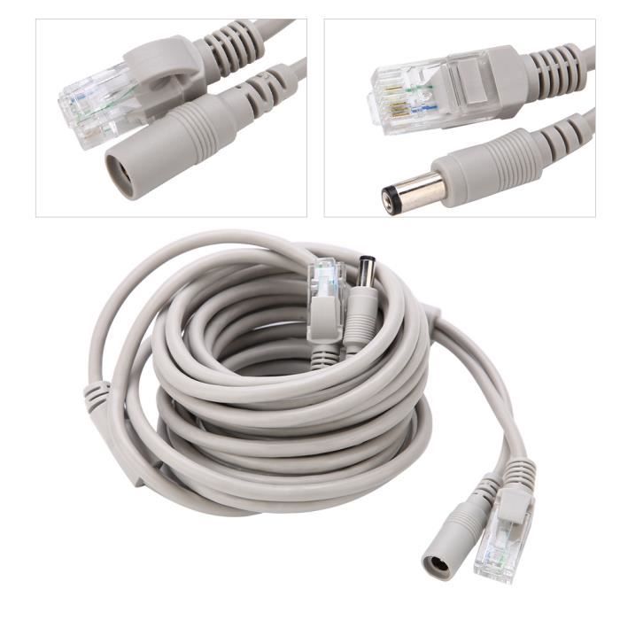 ROM Rj45+Dc Cble De Vidéosurveillance Ethernet Rj45 + Dc 5M/10M/15M/20M ...