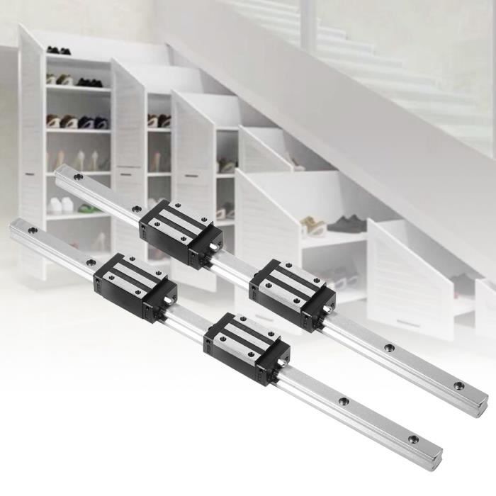 HURRISE Glissière de roulement linéaire Rail de guidage linéaire 2 pièces HG15-400mm avec bloc ...