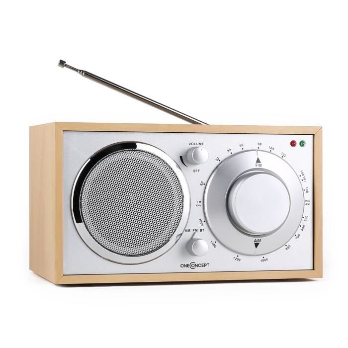 OneConcept Lausanne Radio Vintage Bluetooth FM AUX -chêne - Achat ...