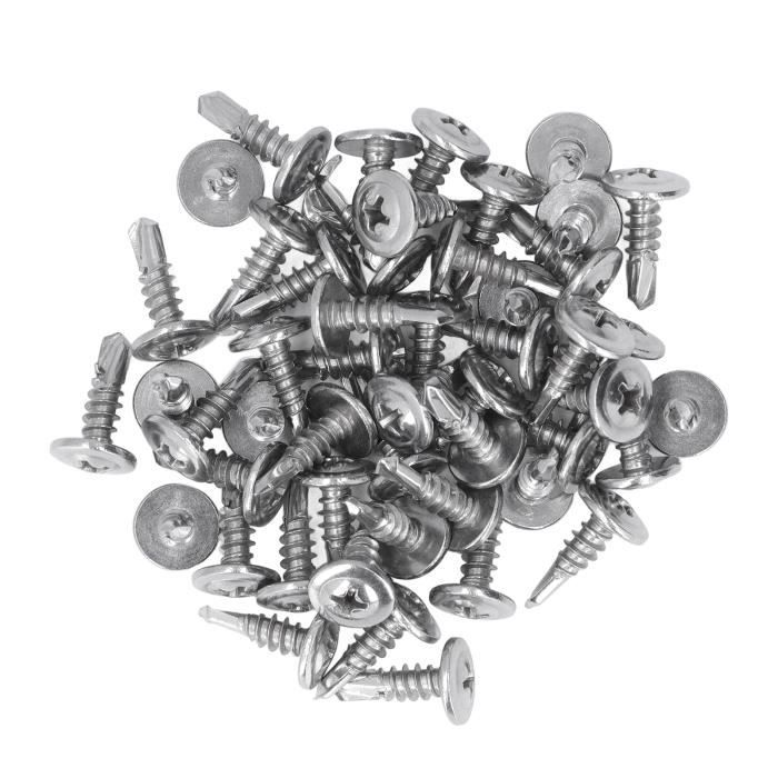 Qiilu Kit de vis autoperceuses 200 pièces vis autoperceuses vis à tête ronde en acier inoxydable ...