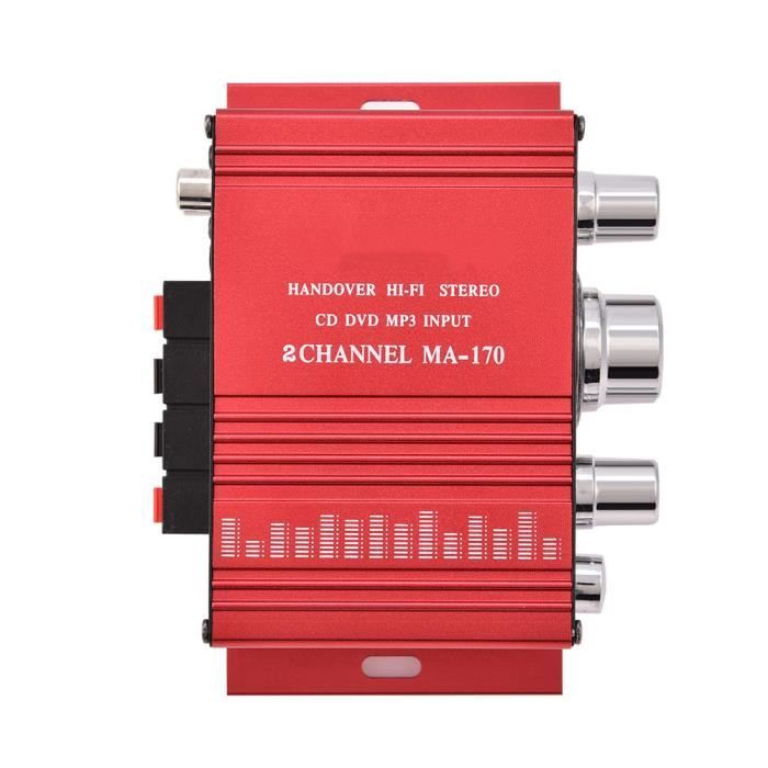 Qiilu Amplificateur stéréo Mini 12V 2 canaux HiFi stéréo basse ...