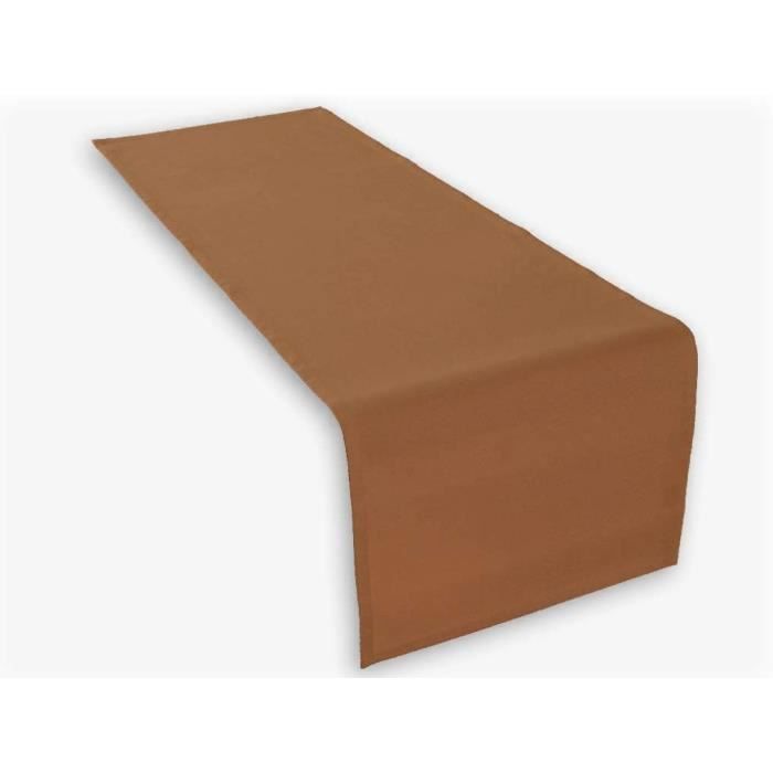 1 X Chemin De Table En Couleur Marron Clair 45X150 Cm 100% Coton 285 Gr ...