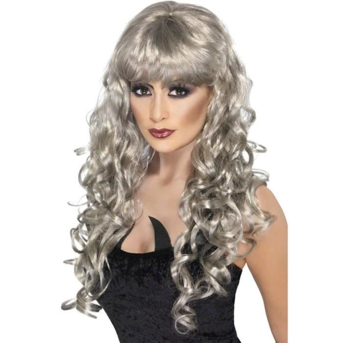 Perruque longue bouclée argent pour femme adulte - SMIFFY'S - Cdiscount ...