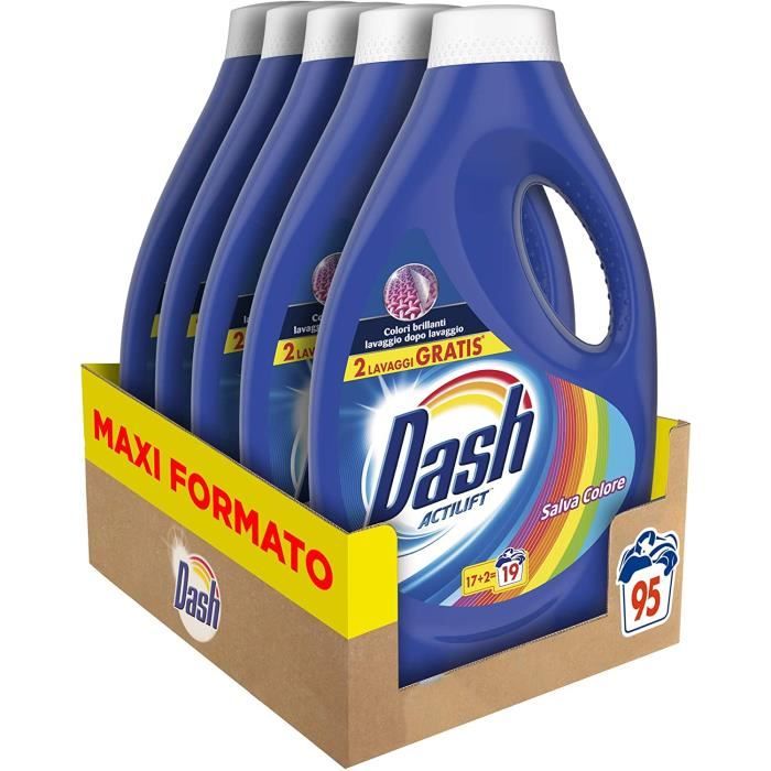 Dash Lessive liquide pour machine à laver, 95 lavages (5 x 19), sauve ...