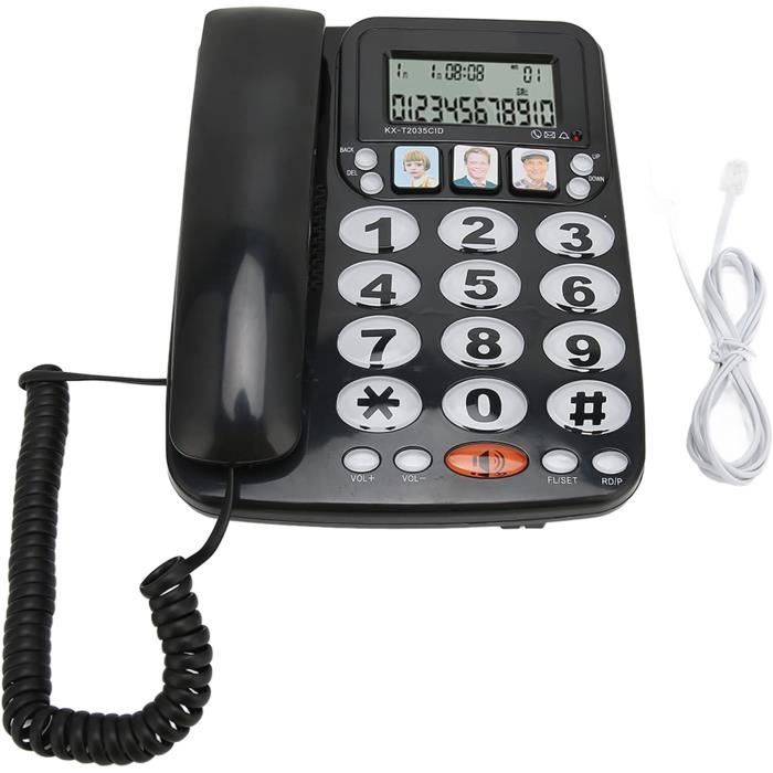Téléphone À Gros Boutons Pour Personnes Âgées, Téléphone Fixe Filaire Avec Identification De L ...