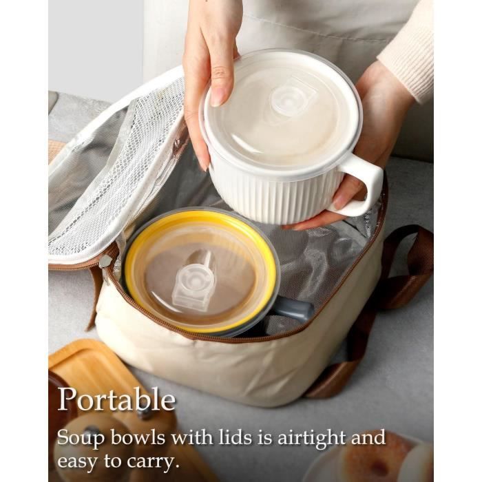 900Ml Bol Ramen Avec Couvercle, Bol À Soupe Micro Ondes, Bol Petit ...