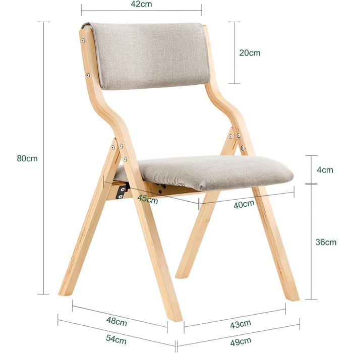 SoBuy® FST40-HG Chaise pliante en bois avec assise rembourrée L48 x P58 ...