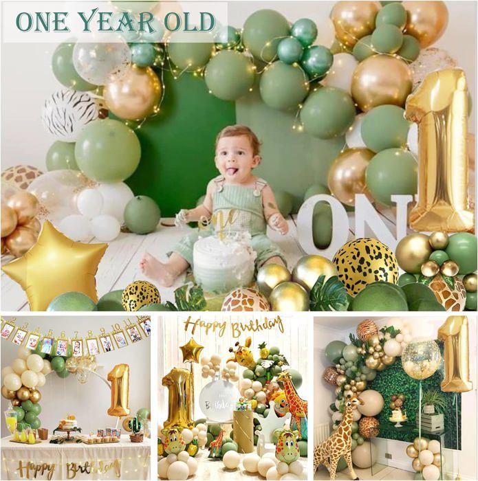 Decoration Anniversaire 1 An Garcon Fille, Vert Ballon Anniversaire 1 ...