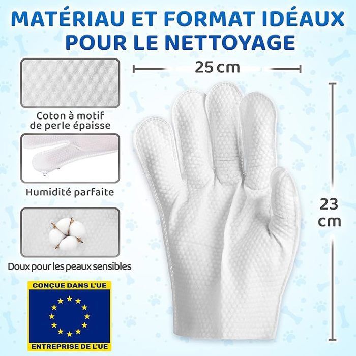 Lingettes Premium pour chiens et chats - 12 gants - Gant de toilette ...
