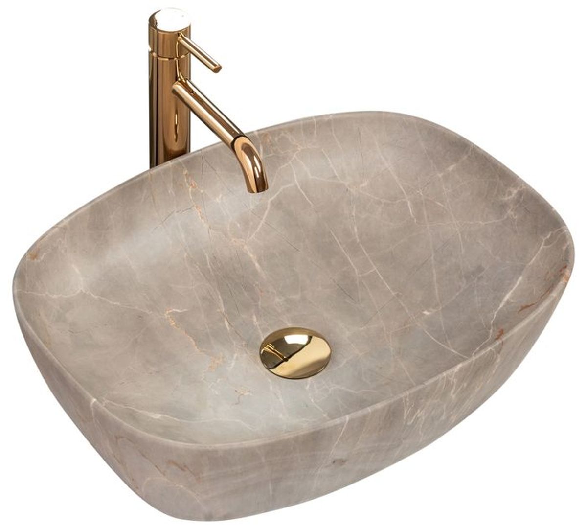LAVABO FREJA VASQUE CERAMIQUE BEIGE STONE PIERRE IMITATION MODERNE REA ...