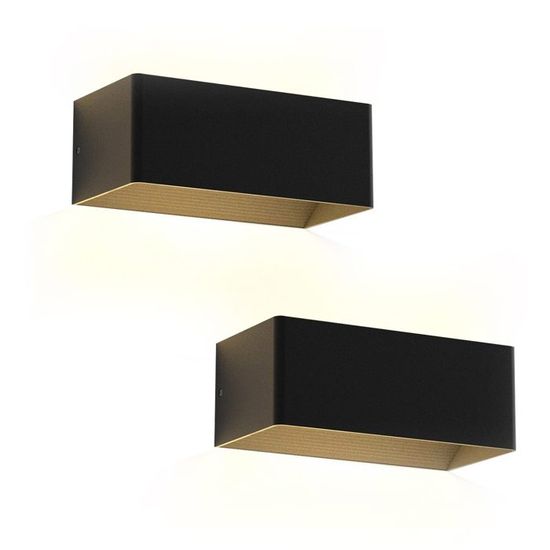 Nettlife Applique murale LED pour intérieur : éclairage mural noir haut ...