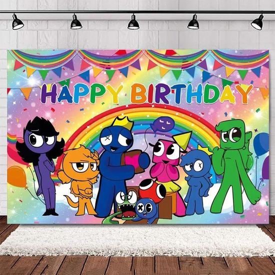 Cartoon Birthday Rainbow Friends Decoration Background Children's ...