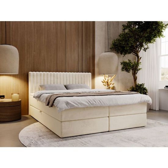 Lit Boxspring avec rangement - avec matelas - lit adulte - velours ...