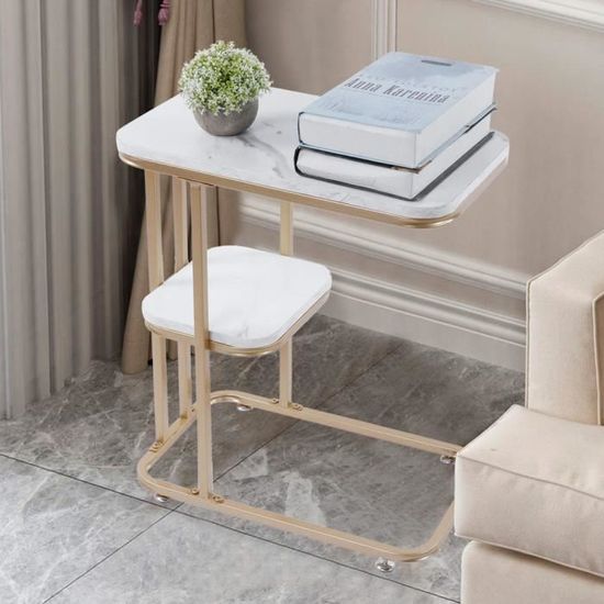 Viesurchoix© Table d'appoint moderne en forme de C à double couche ...