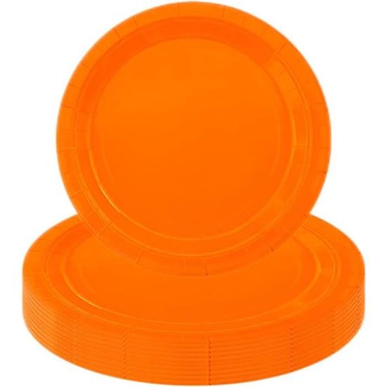 16 Pièces Assiettes Jetables Orange Assiettes Dessert Carton Assiette ...