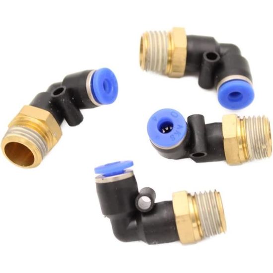 Lot De 4 Raccords Pneumatiques Coudés 90° 1-4" À 4 Mm, Raccord À Air Comprimé (R 1-4" - 4 Mm ...