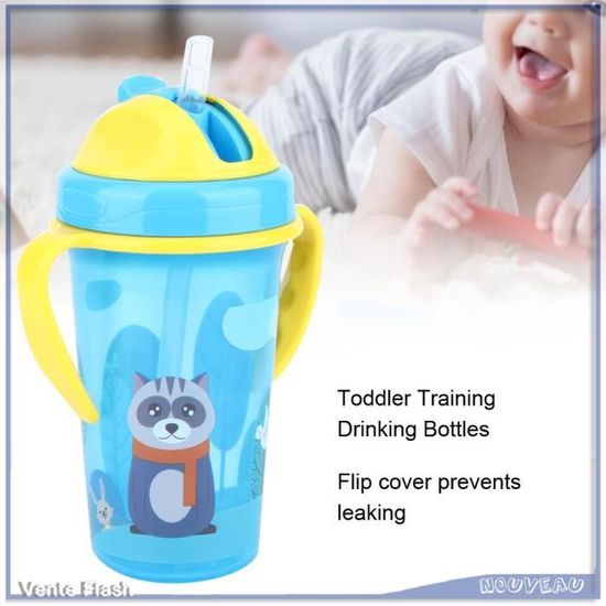 VGEBY Cute Baby Cup with Handle Straw - Non-toxic and Leak-proof ...