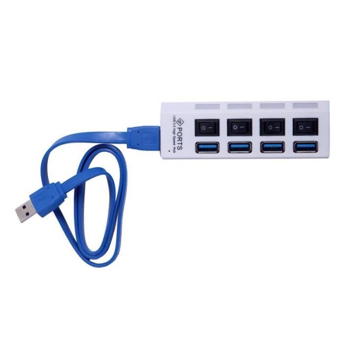 Blanc 4 ports - RYRA USB 3.0 Hub 4-7 Port Multi répartiteur adaptateur ...