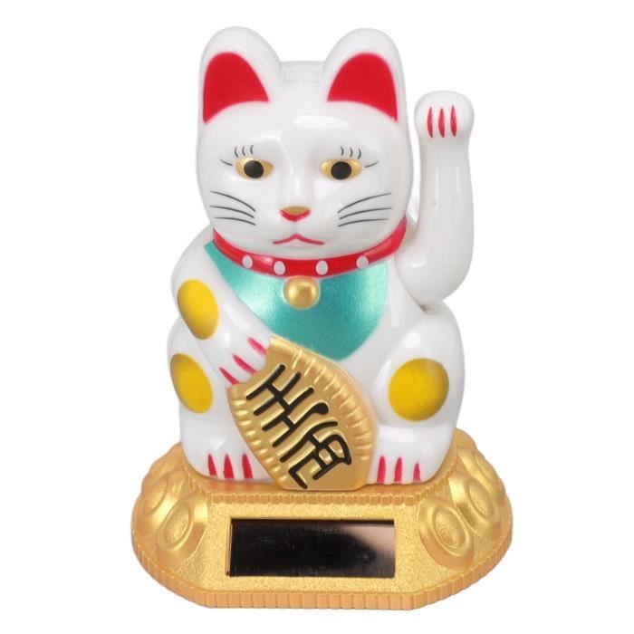 Chat porte-bonheur chinois - AKOZON - Statue solaire - Plastique - 8x4 ...