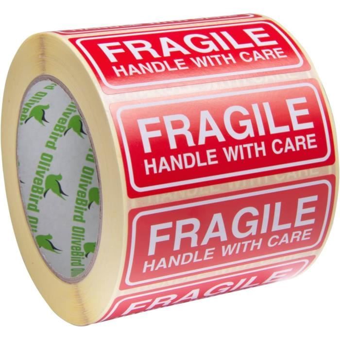 250 Fragiles Autocollants Handle With Care Autocollants Taille 90x35mm ...