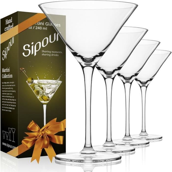 Verre À Martini - Lot De 4 Verres À Cocktail 24Cl - Verres En Cristal ...