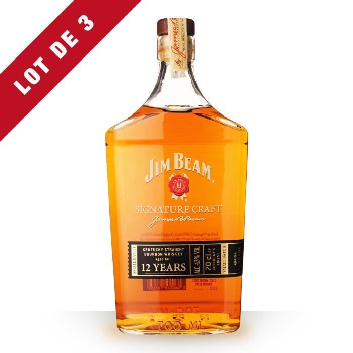 Lot de 3 - Whisky Jim Beam Signature Craft 12 ans 70cl - Achat / Vente ...