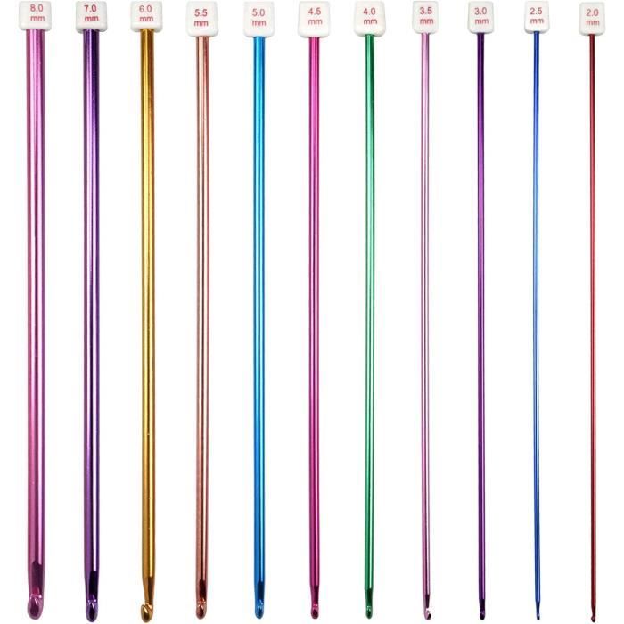 Crochets de Tricot Aluminium,Aiguilles à Tricoter Kit Crochet Tunisien ...