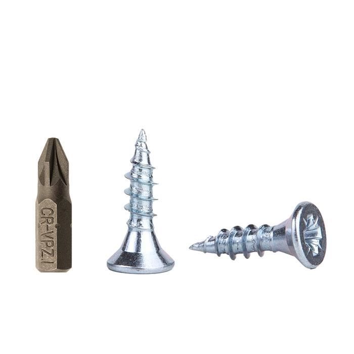 Lot de 1000 vis à bois en acier zingué 3,0 x 12 mm, tête fraisée pozi ...
