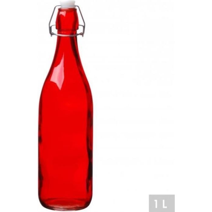 Bouteille ROUGE Vintage Rétro en Verre Vide ( lot de 2) Avec Bouchon ...