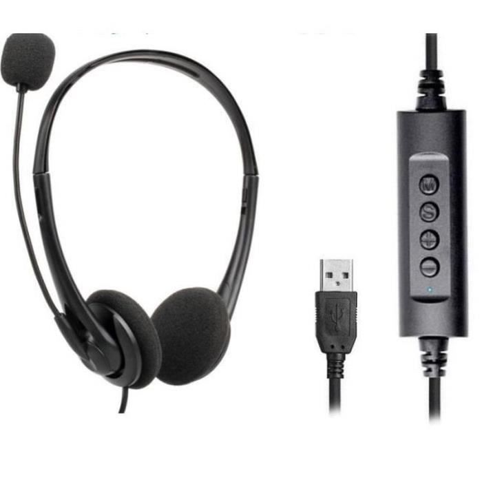 Casque USB Casque PC avec Microphone Antibruit Casque USB Filaire ...