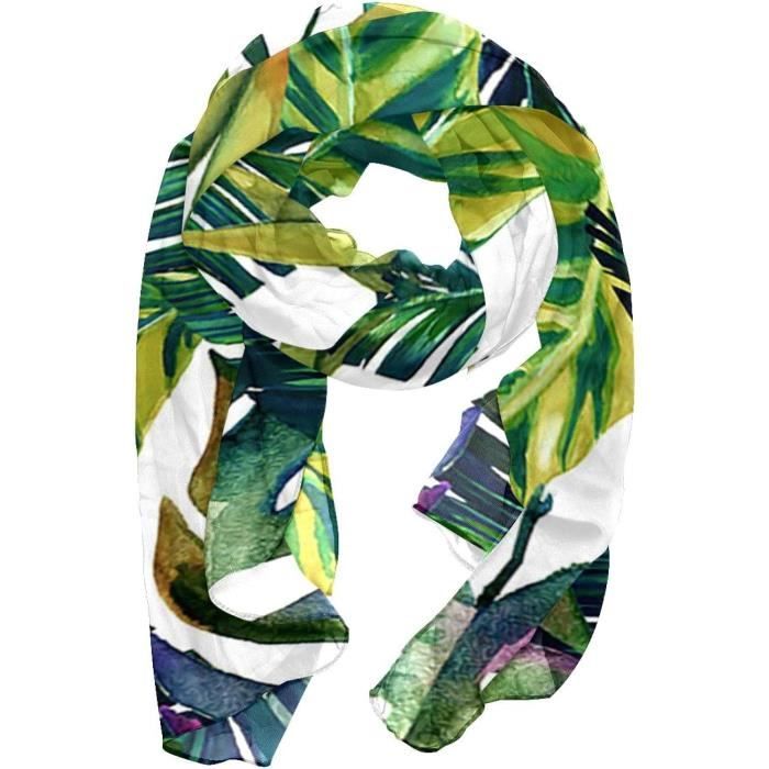 Écharpes Longues Et Légères Pour Femmes Foulard En Soie, Feuille Verte ...