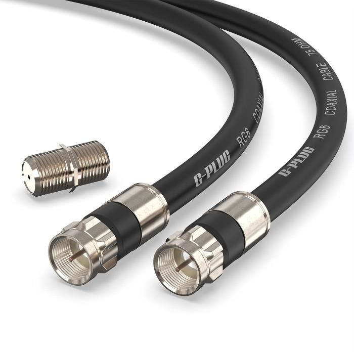 Câble Coaxial TV RG6 - CHICHENG - 1m - Connecteurs à Compression ...
