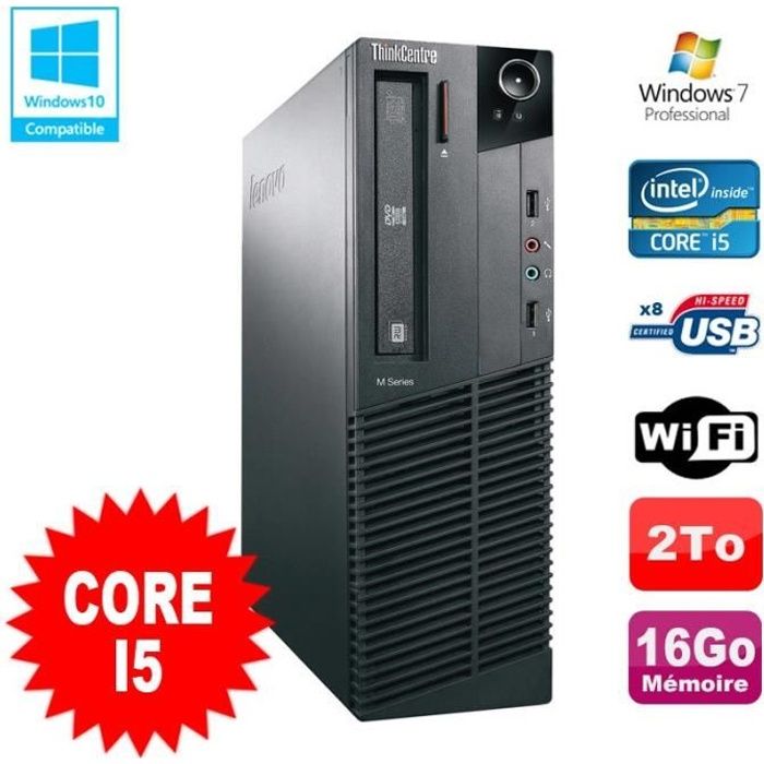 PC Lenovo Thinkcentre M81 SFF Core I5-2400 16Go 2To Graveur WIFI Win 7 ...