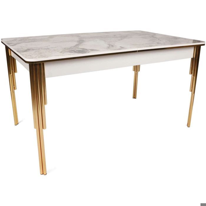Table salle à manger extensible - MENZZO - Diallo - Effet marbre blanc ...