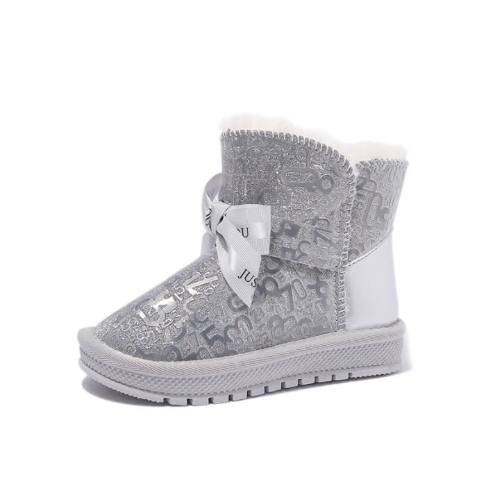 Chaussures Enfant Bottes fille-Antidérapant respirant-Gris Gris ...