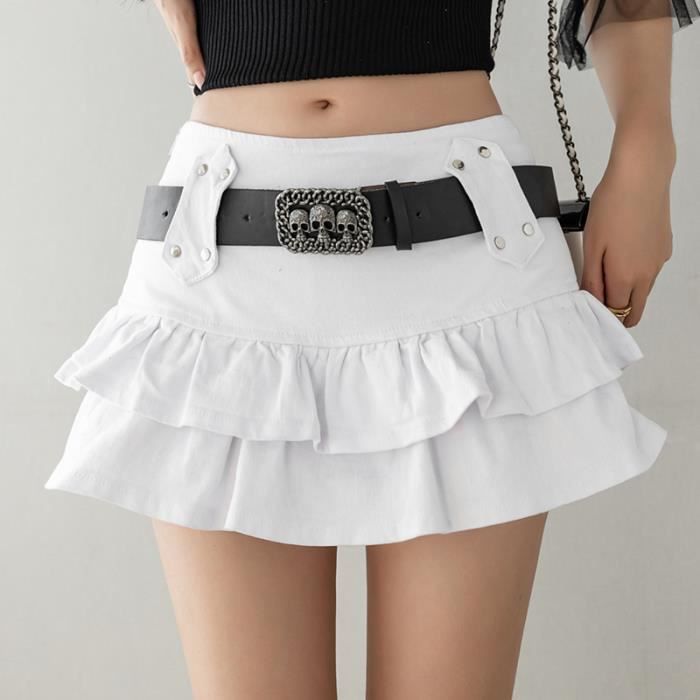 Jupe,Mini jupe en jean avec ceinture pour femmes, gothique, Punk, mode ...