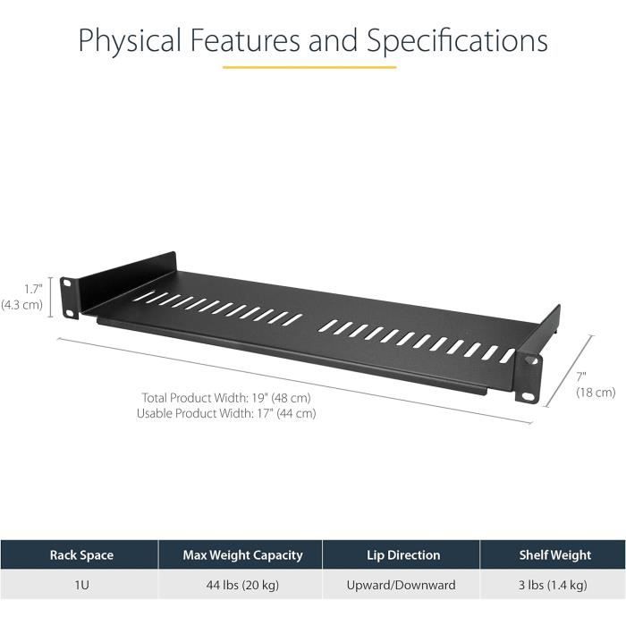 Étagère pour Rack Serveur 1U,Plateau Cantilever Universel Ventilé pour ...