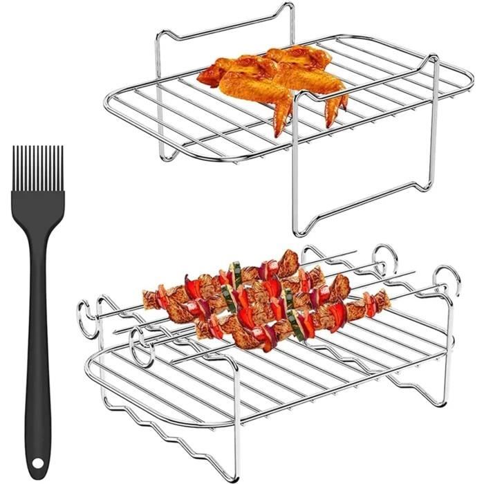 2Pcs Grille Pour Friteuse Support Pour Friteuse À Air Comprimé Compatible Dual Air Fryer En ...