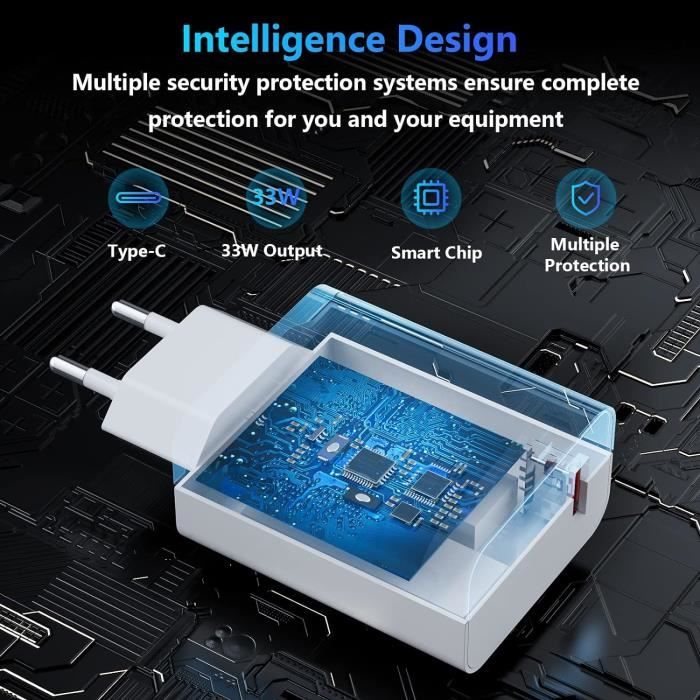 33W Chargeur Rapide et 2M Câble USB C pour Redmi Note 13 Pro, Chargeur ...