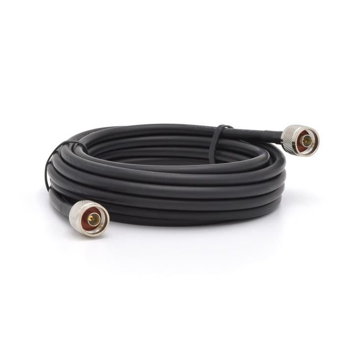 Ehskzjh N Mâle À N Mâle 7M Cable Coaxial 50Ohm 5D-Fb Ø7.5Mm Câble D'Extension Exterieur À Faible ...